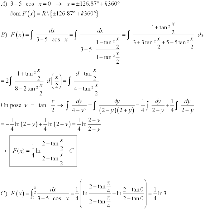Solution d'exercices 3 d'intégrales et de primitives